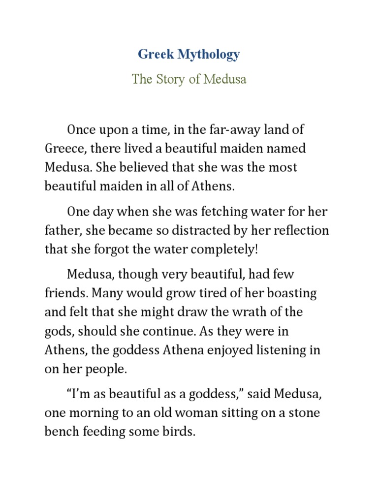 The Story of Medusa: Greek Mythology | PDF | Medusa | Athena