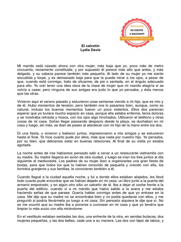 El Calcetín - Lydia Davis | PDF