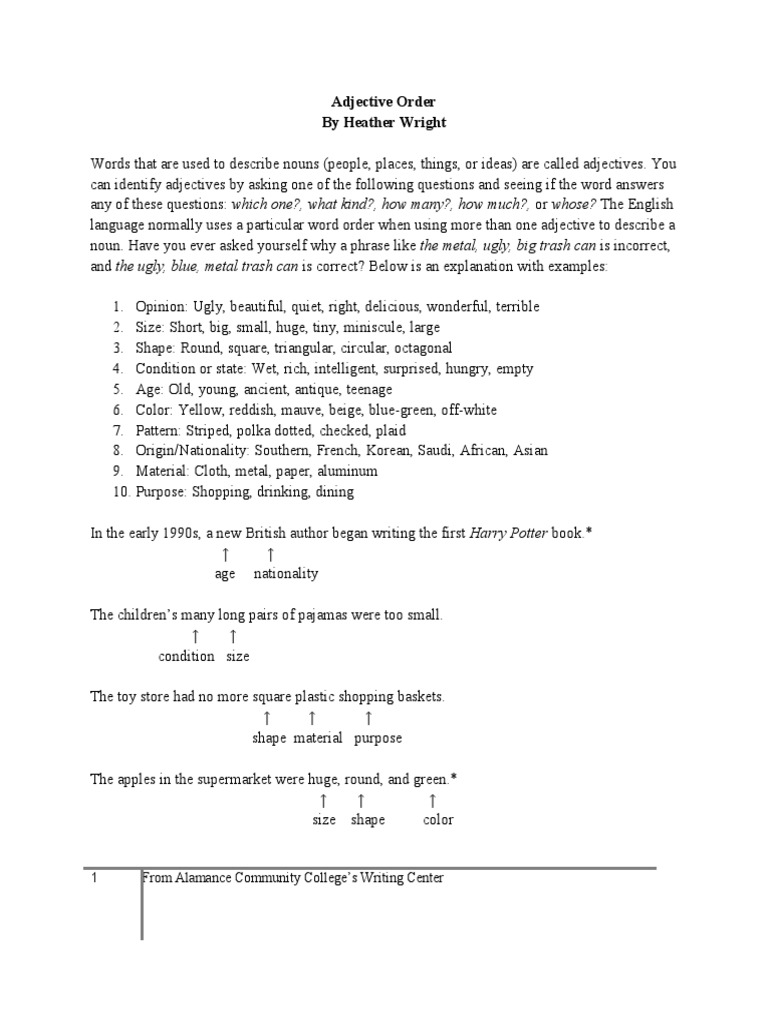 Order of Adjectives 2 | Download Free PDF | Adjective | Human Communication