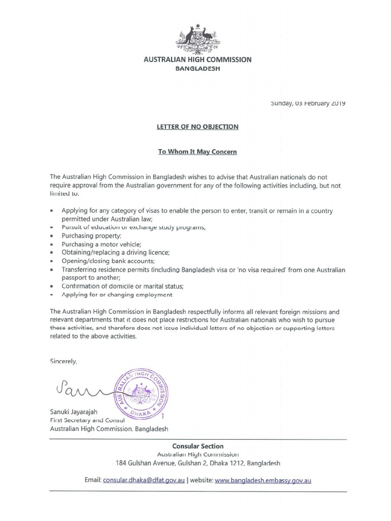 No Objection Letter 25 Feb | PDF