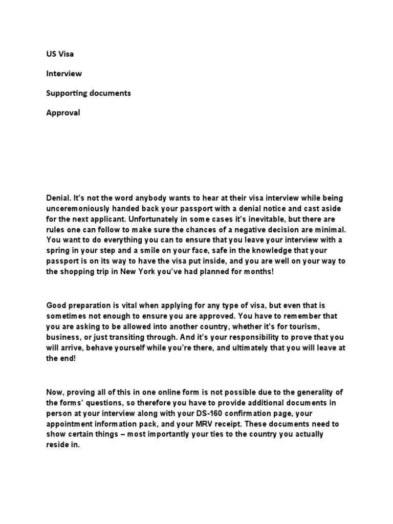 Tourist Visa Approval Supporting Documents | PDF | Travel Visa ...