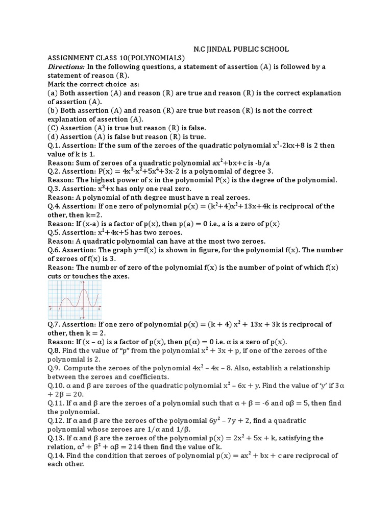 Polynomials Class 10 Pdf Polynomial Mathematics 2257