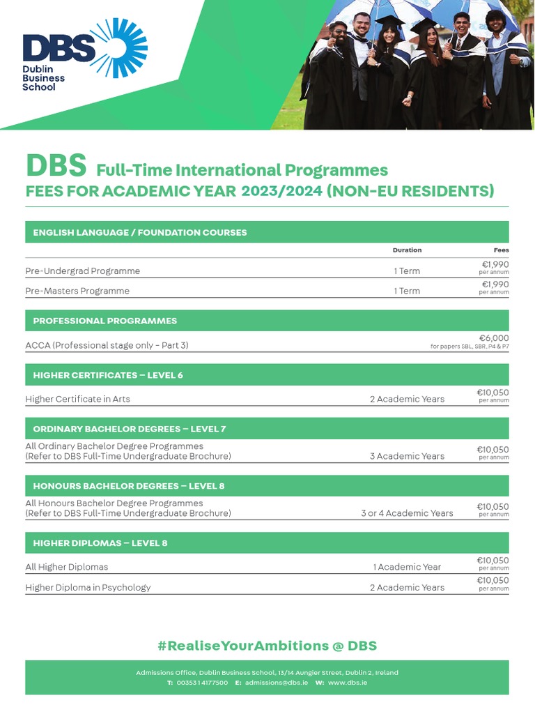 DBS International Program Fees 2022-2024 | PDF | Payments | Fee