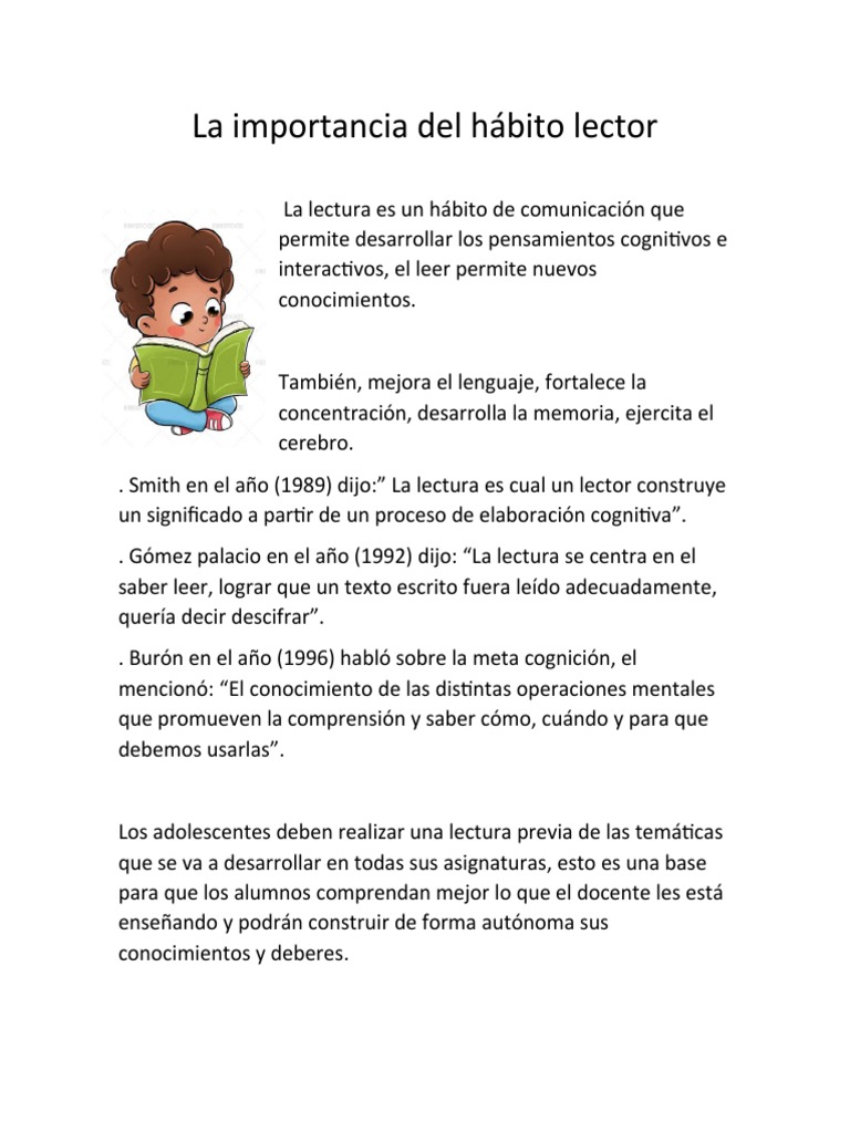 La importancia del hábito lector | PDF