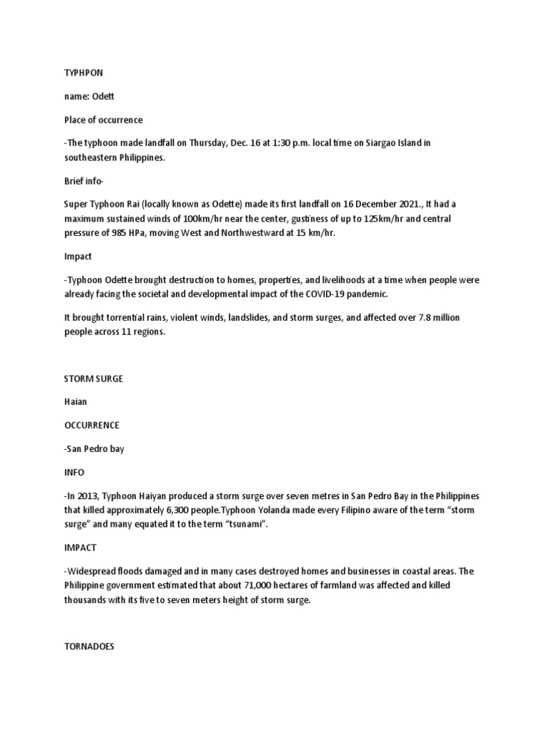 Assignment Typhoon and Storm Surge | PDF