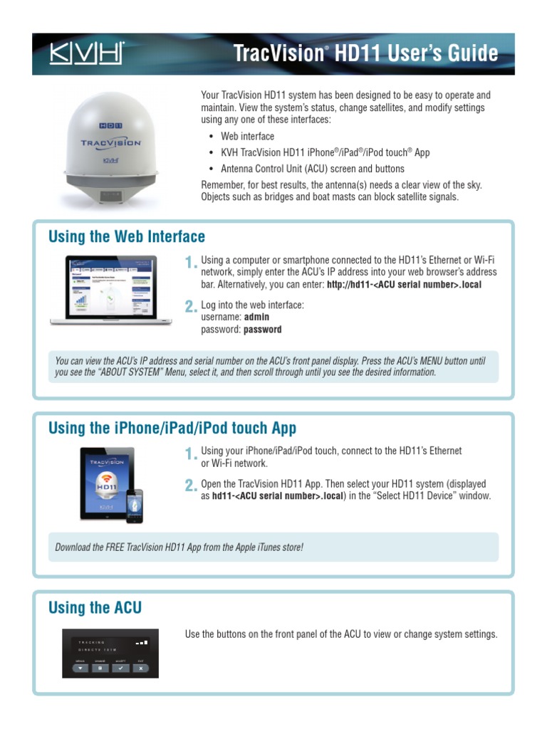 Tracvision Hd11 User'S Guide: Using The Web Interface | PDF | Ios | I Pod Touch