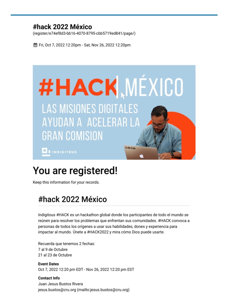 #Hack 2022 México - Review Registration - Event Registration Tool | PDF