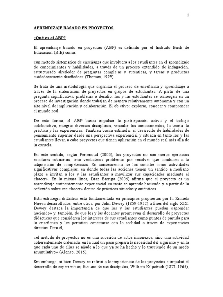 8) Aprendizaje Basado en Proyectos | Descargar gratis PDF | Aprendizaje | Aprendizaje en base a ...