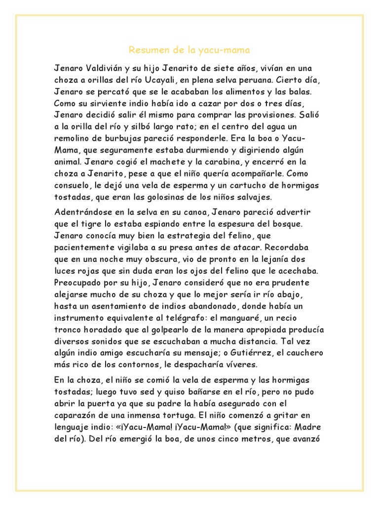 Resumen de La Yacu | PDF