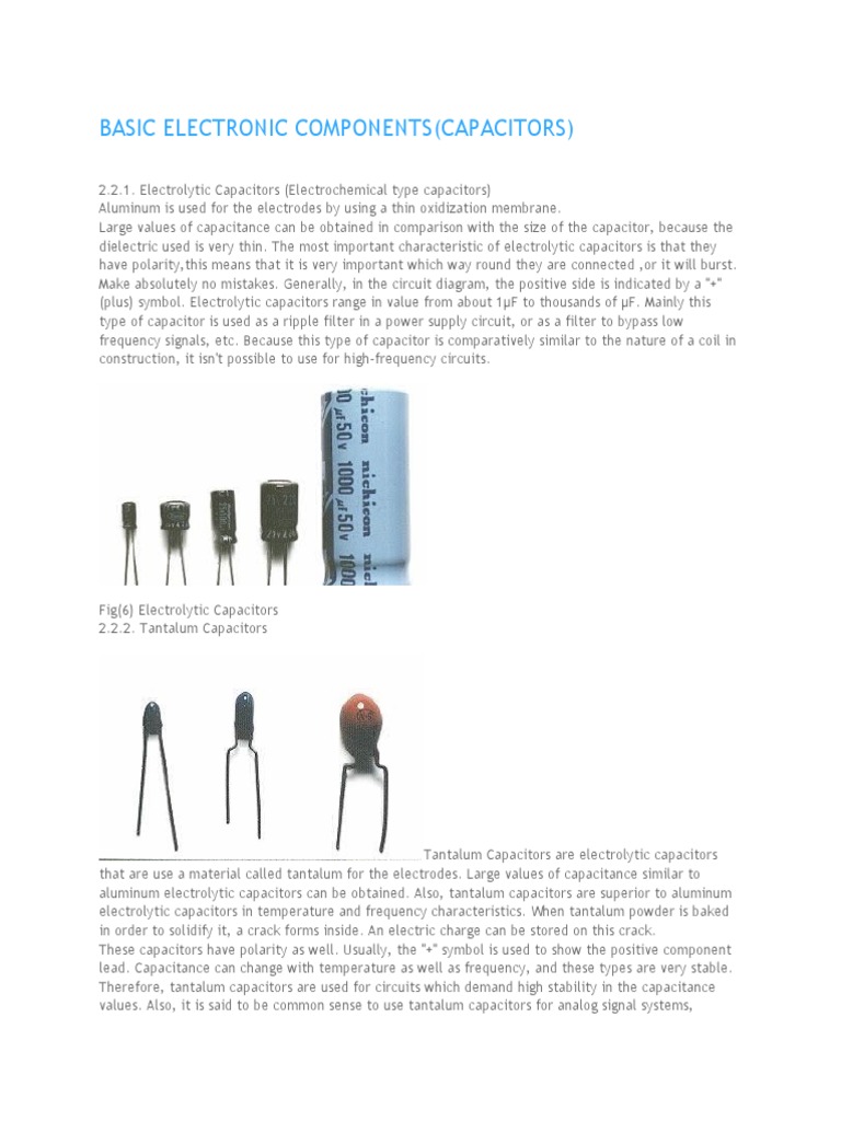 Basic Electronic Components (Capacitors) | PDF | Capacitor | Resistor