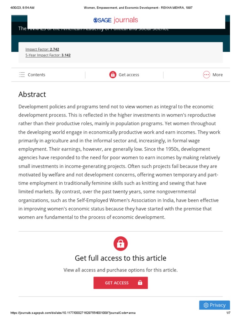 Women and Economic Development Insights | PDF | Employment | Economies