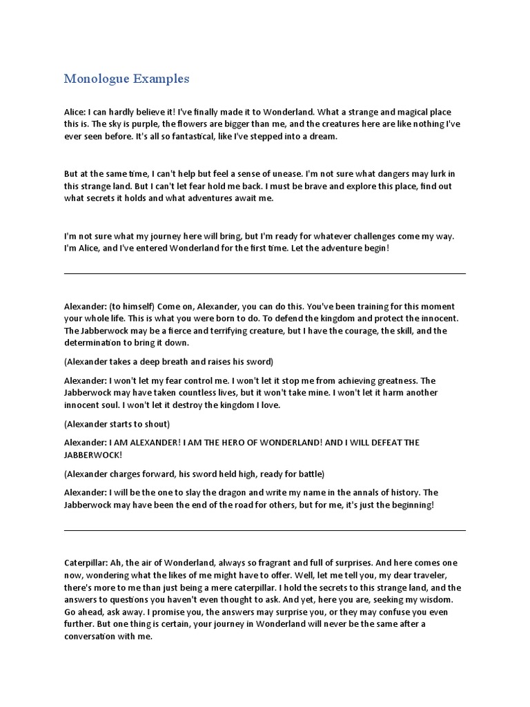 Monologue Examples | PDF