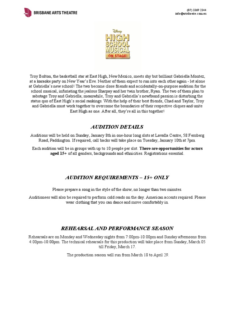 HSM Audition Notice 2023 | PDF | Audition