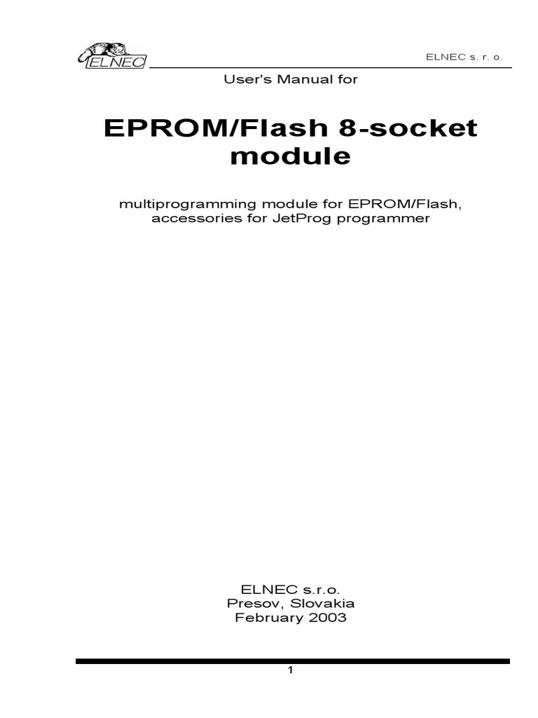 EPROM/Flash 8-Socket: User's Manual For | PDF | Computer Program ...