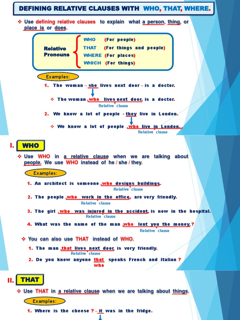 Understanding Defining Relative Clauses | PDF | Grammar | Syntax