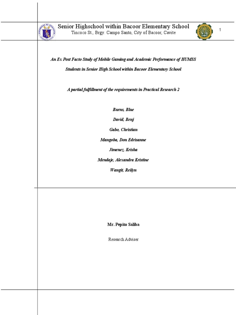 Senior Highschool Within Bacoor Elementary School: Tincoco ST., Brgy ...