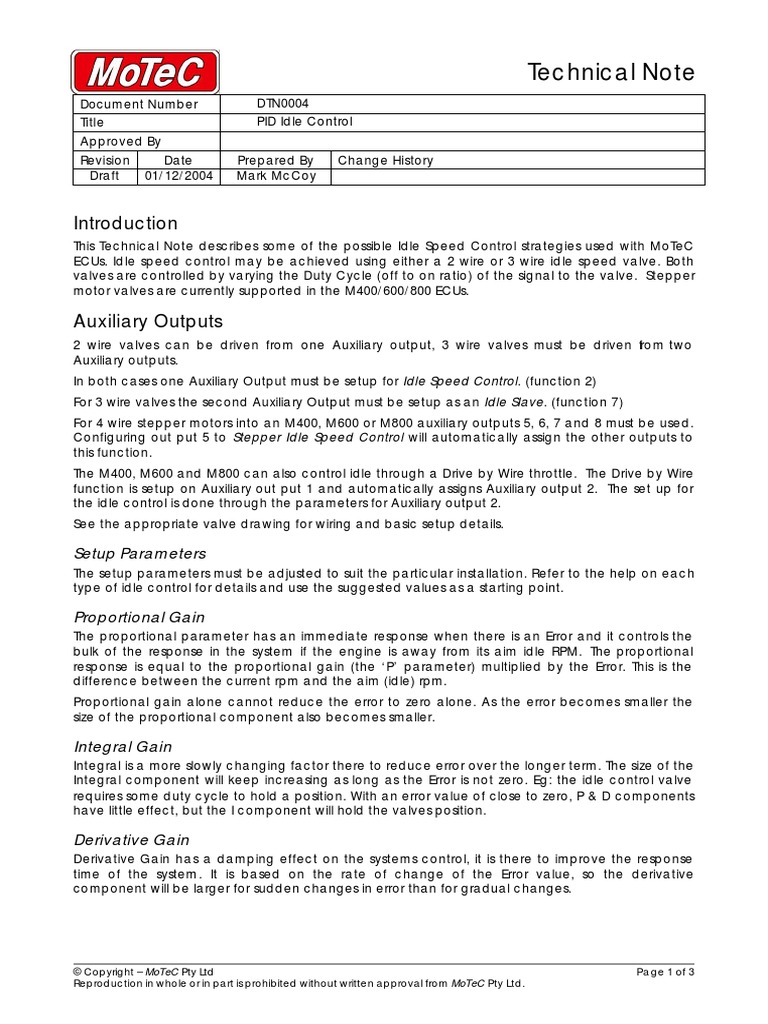 DTN0004 PID Idle Control | PDF | Throttle | Propulsion