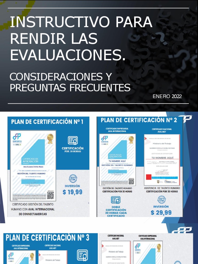 Instructivo para Rendir Las Evaluaciones - TTHH | PDF | Negocios