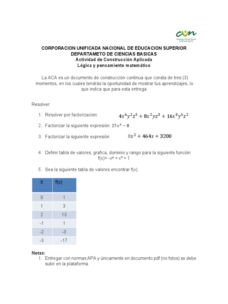 ACA 3 - Lógica y Pensamiento Matematico | PDF