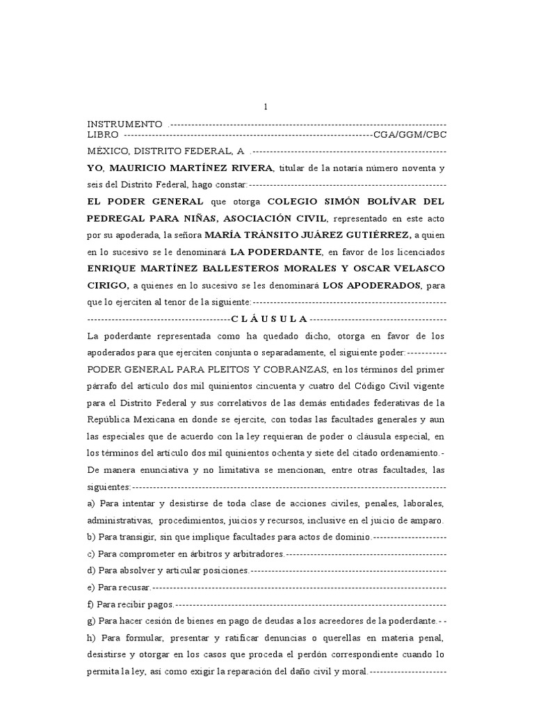 Poder Notarial | PDF | México | Ciudad de México