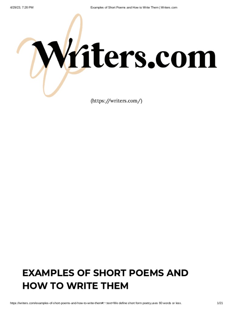 Examples of Short Poems and How To Write Them | PDF | Poetry | Haiku