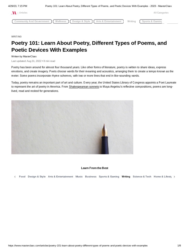 Poetry 101 - Learn About Poetry, Different Types of Poems, and Poetic ...