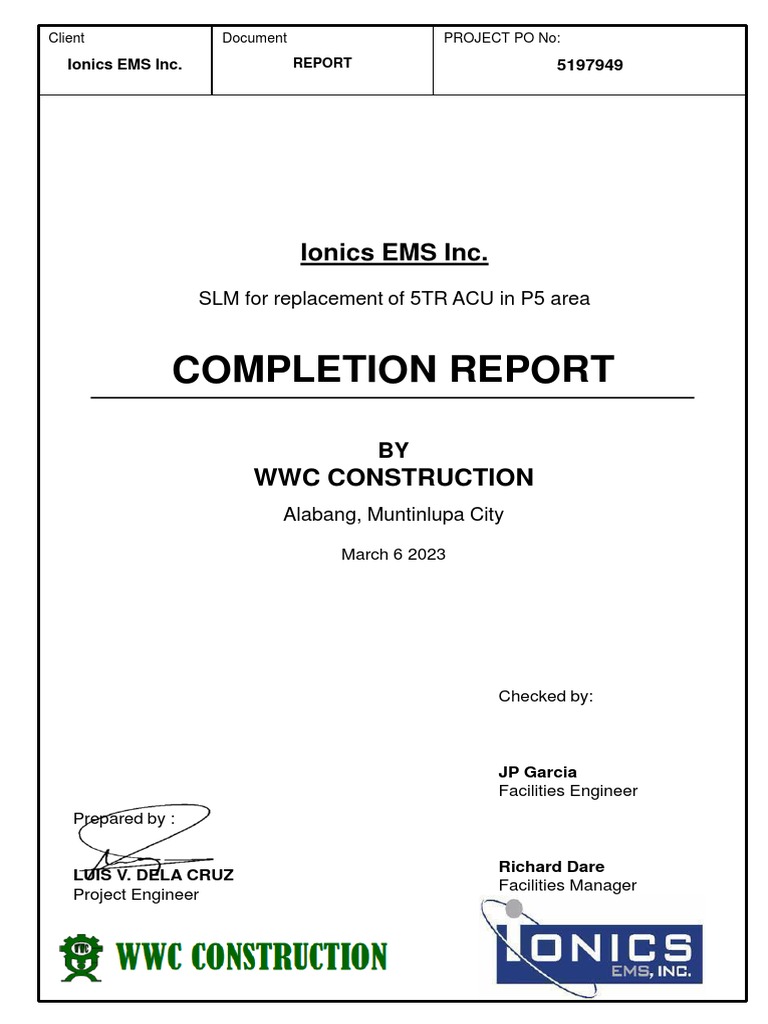 ACU Replacement Completion Report | PDF
