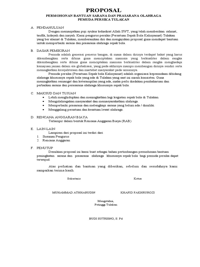 PROPOSAL Sepak Bola 1 | PDF