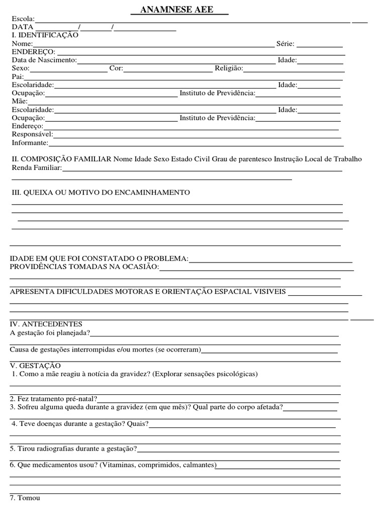 Anamnese Aee 2021 | PDF | Gravidez | Parto