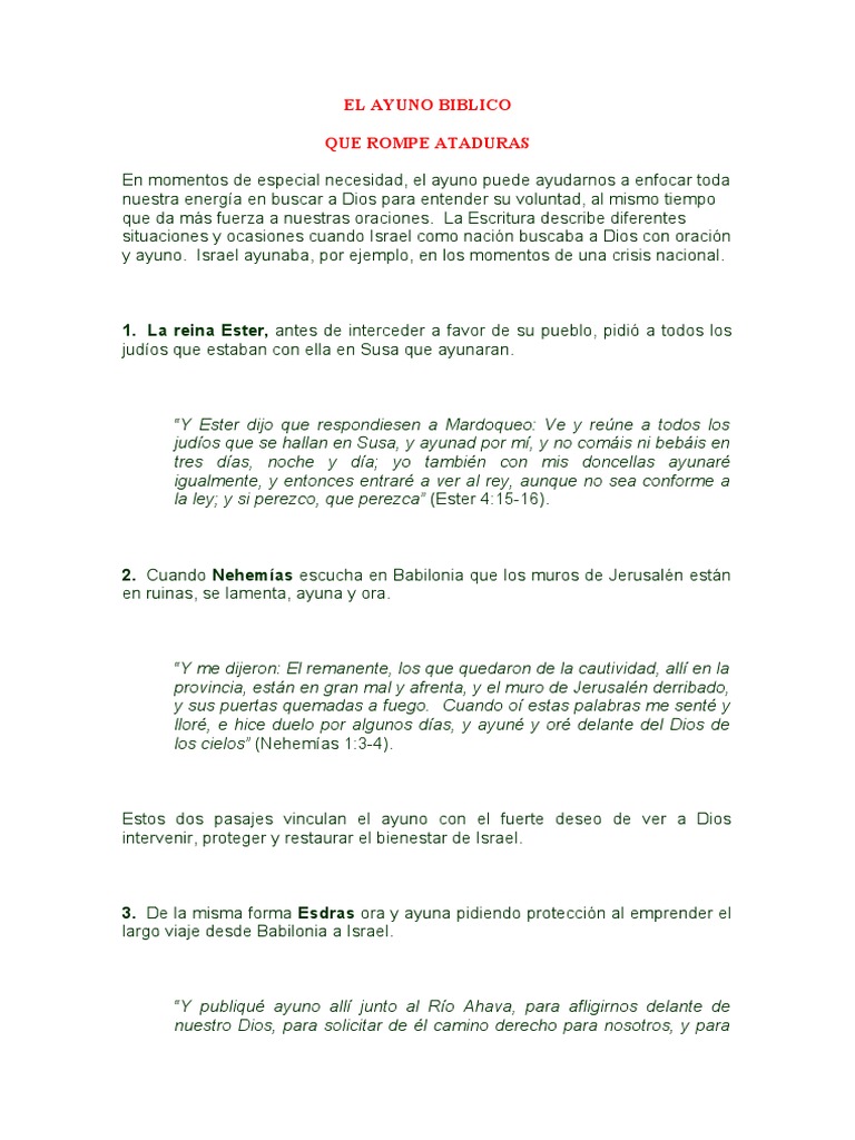 Ayuno Bíblico: Clave Espiritual | PDF | Jesús | Rápido