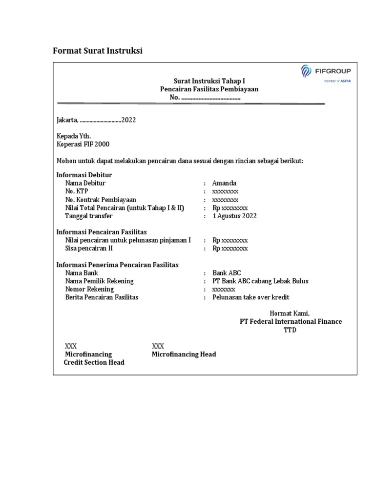 Format Surat Instruksi | PDF