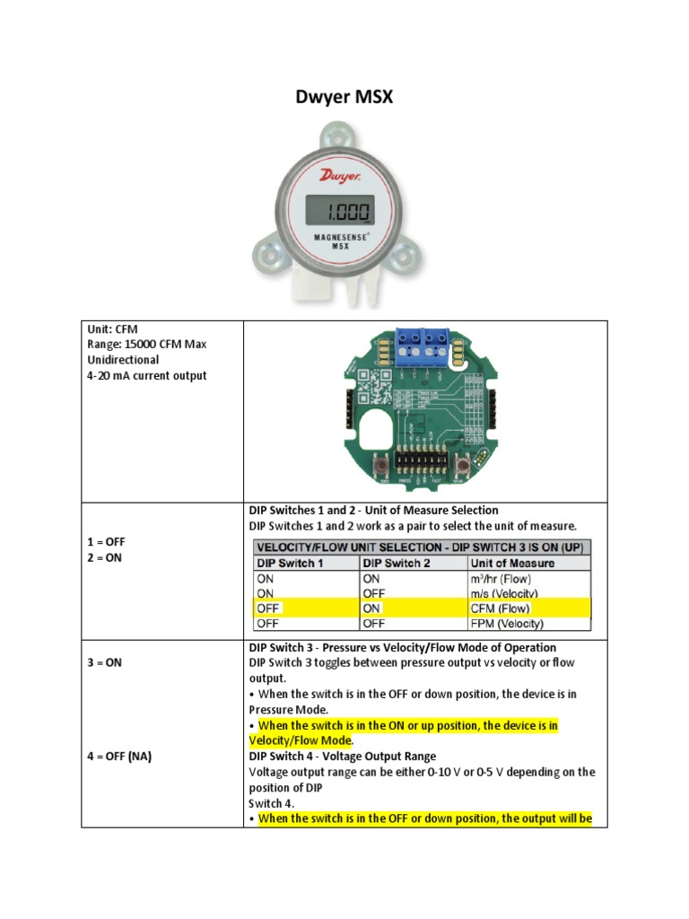 Dwyer MSX-W12 | PDF | Calibration | Switch