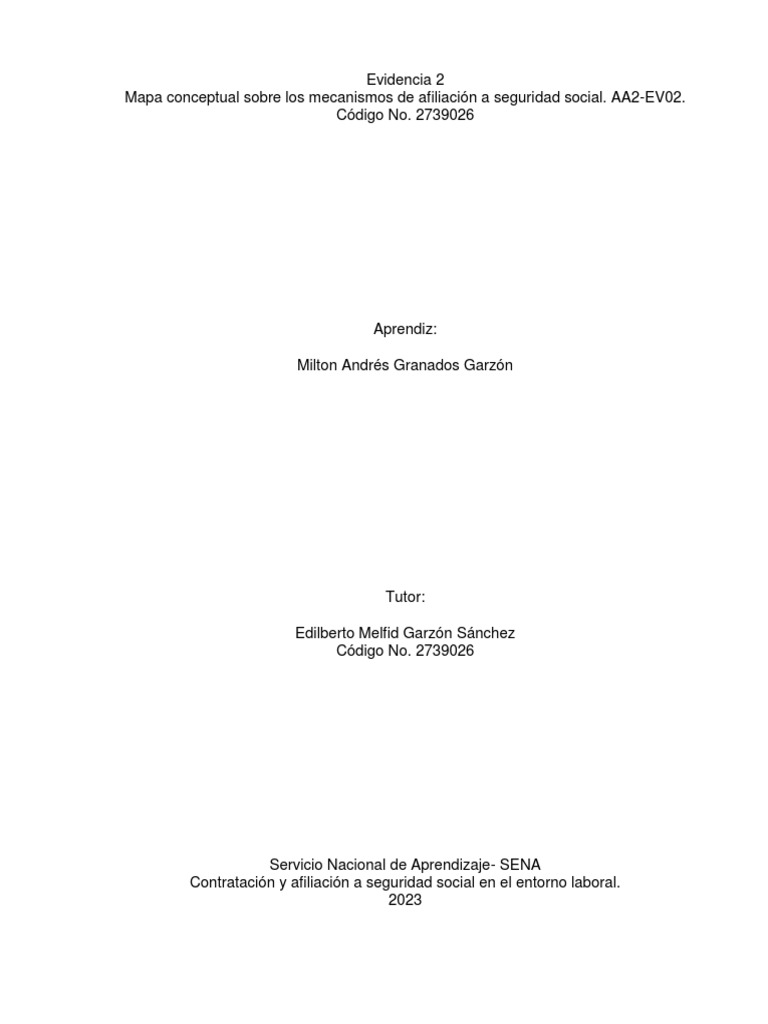 Mapa Conceptual Mecanismos de Afiliacion A Seguridad Social Act. 2 | PDF | Pensión | Seguridad ...