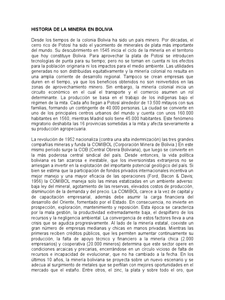 Ministerio de Mineria en Bolivia | PDF | Minería | Bolivia