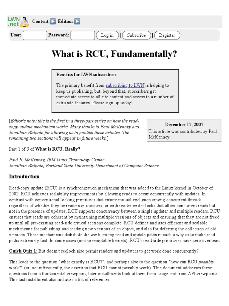 What Is RCU, Fundamentally | PDF | Central Processing Unit ... What Is RCU, Fundamentally | PDF | Central Processing Unit ...