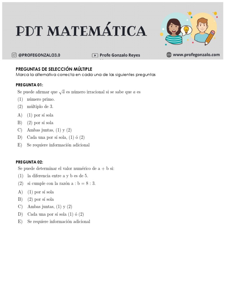 Preguntas de Selección Múltiple en Matemáticas | PDF | Triángulo ...