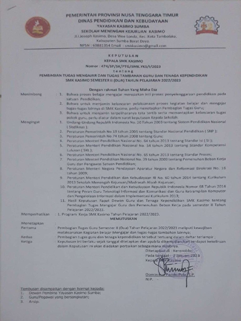 SK Beban Mengajar | PDF