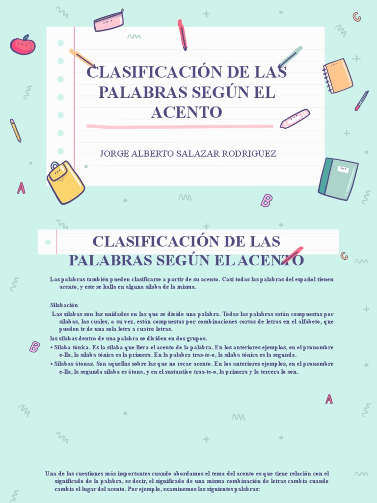 Clasificación de Las Palabras Según El Acento | PDF | Palabra | Lingüística