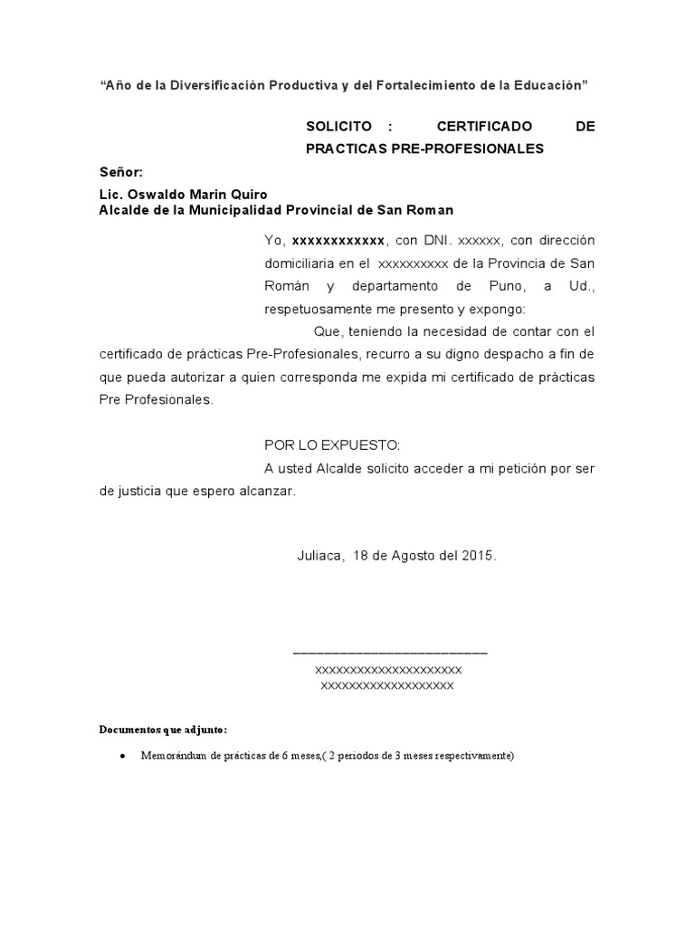 Solicitud de Certificado de PRACTICAS | PDF
