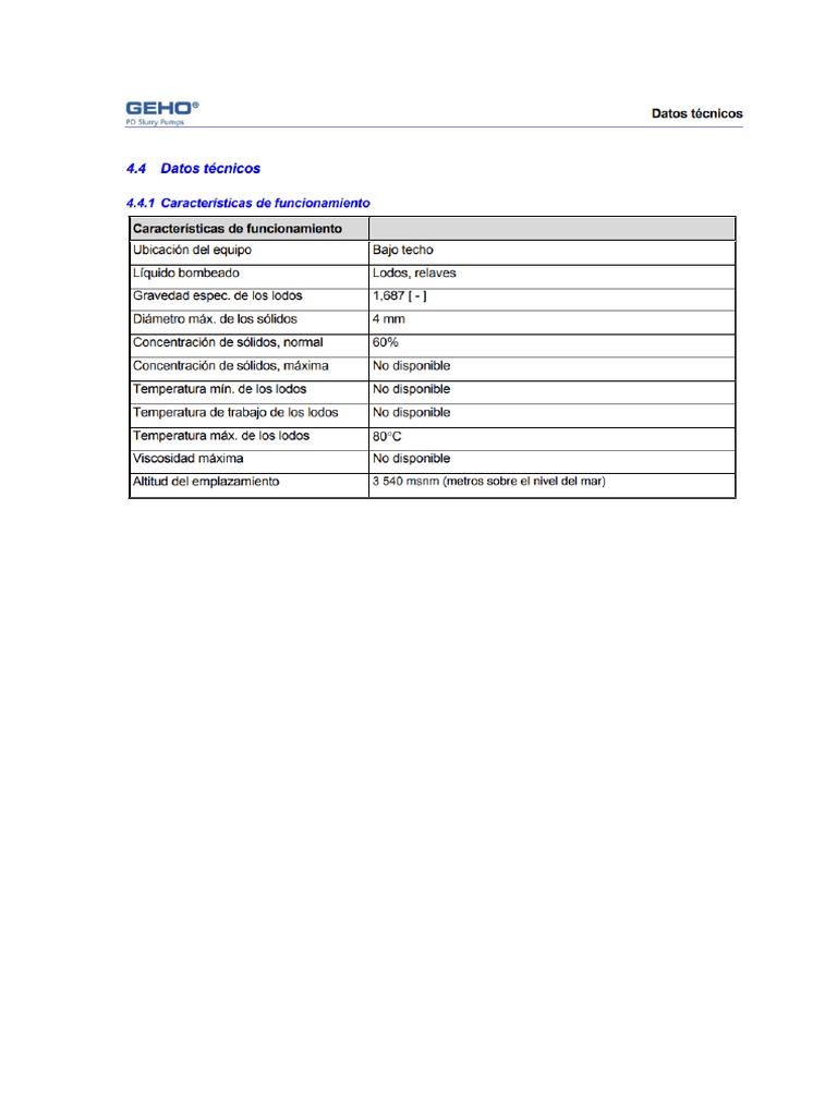 Hoja de Datos de La Bomba Geho | PDF