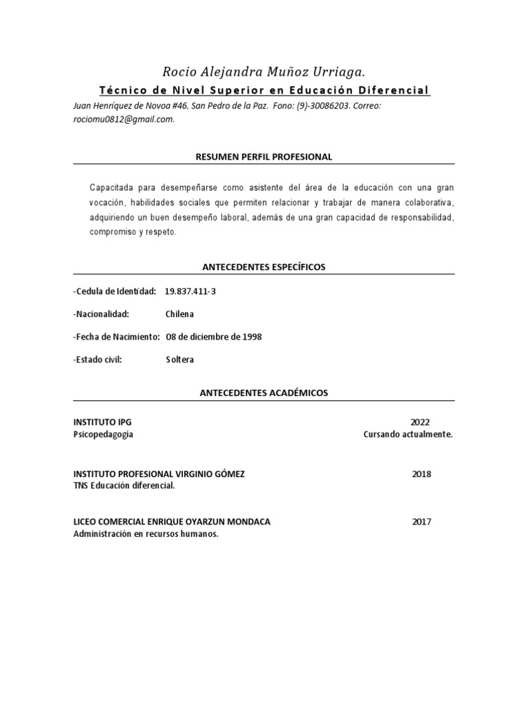 CV Rocio Muñoz. | PDF