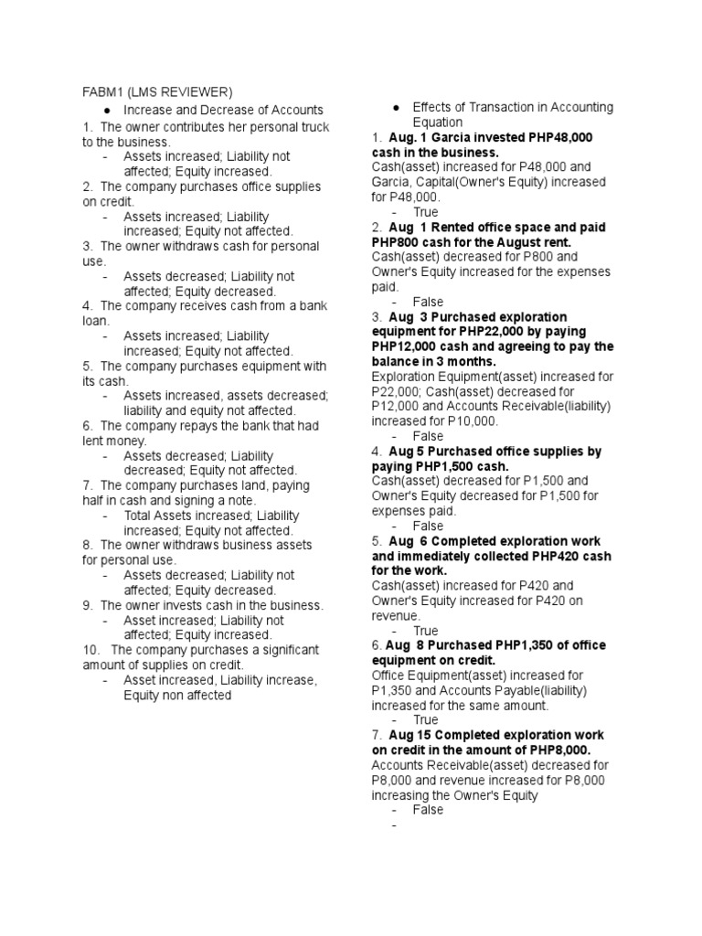 Fabm1 (LMS Reviewer) | PDF | Debits And Credits | Equity (Finance)