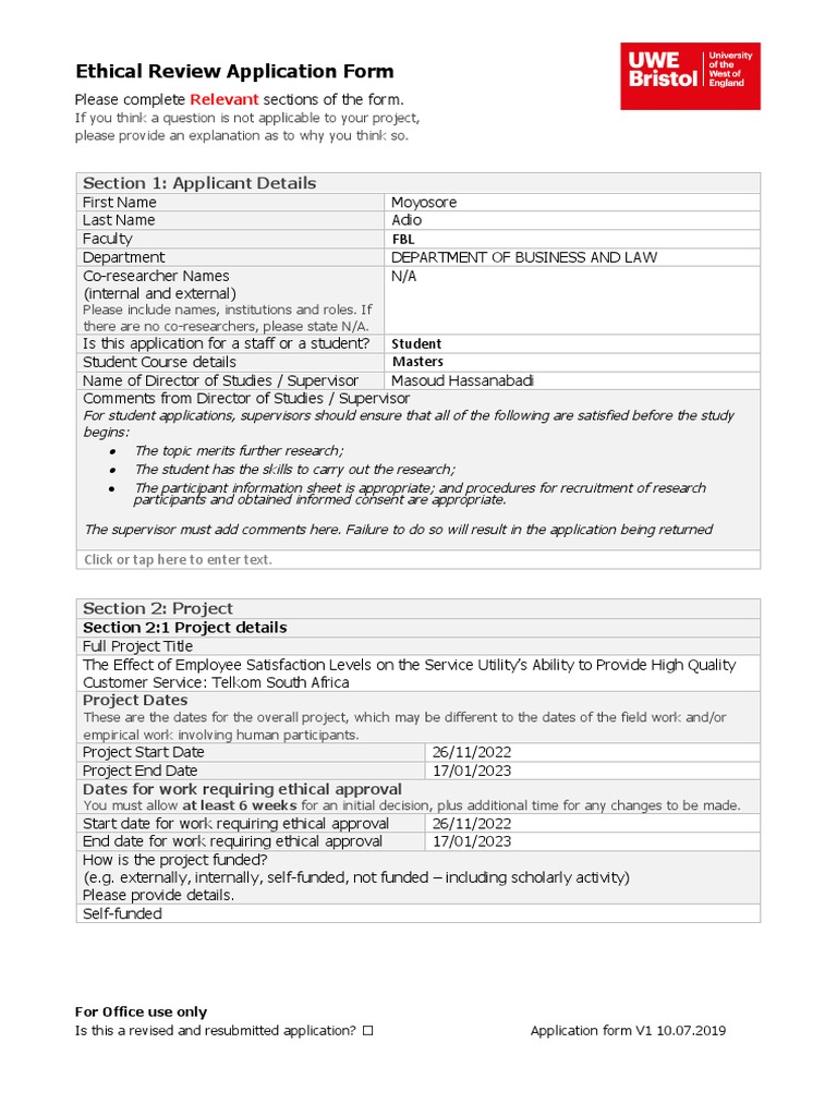 Ethics Form | PDF | Survey Methodology | Sampling (Statistics)