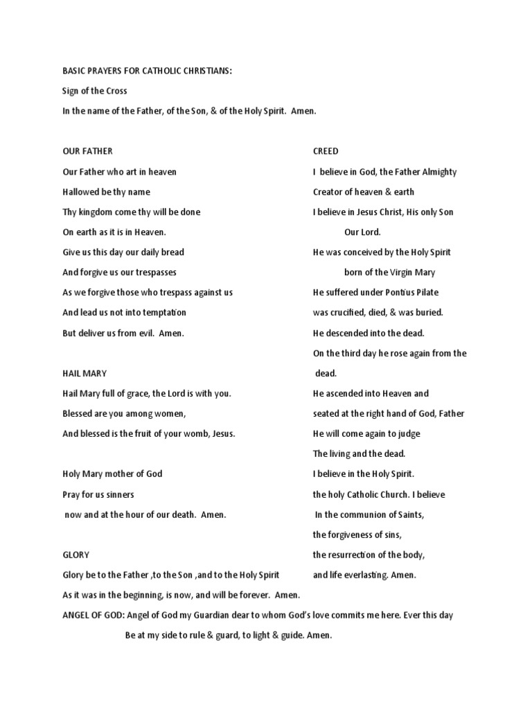 Basic Prayers For Catholic Christians | PDF