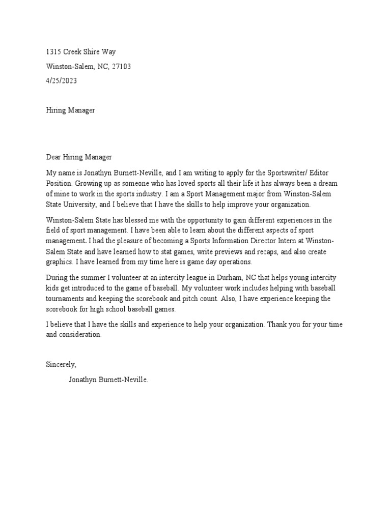 SPM Cover Letter | PDF