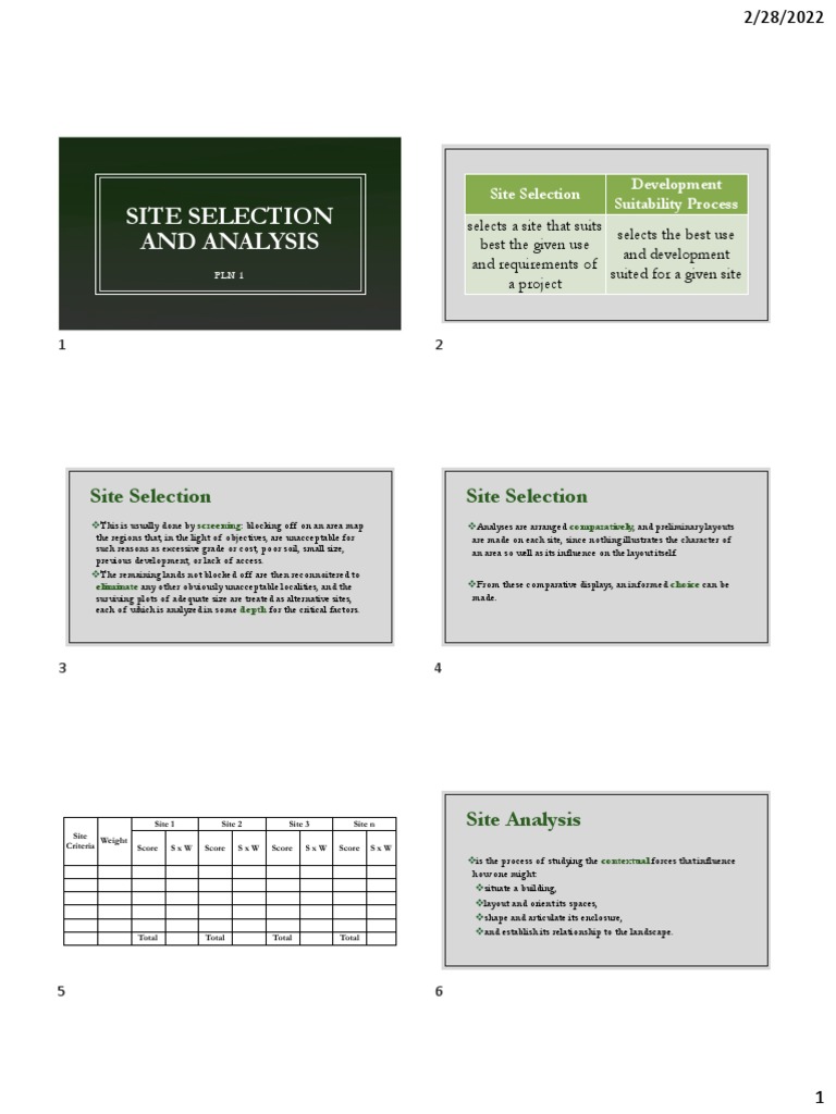 Site Selection and Analysis Process | PDF