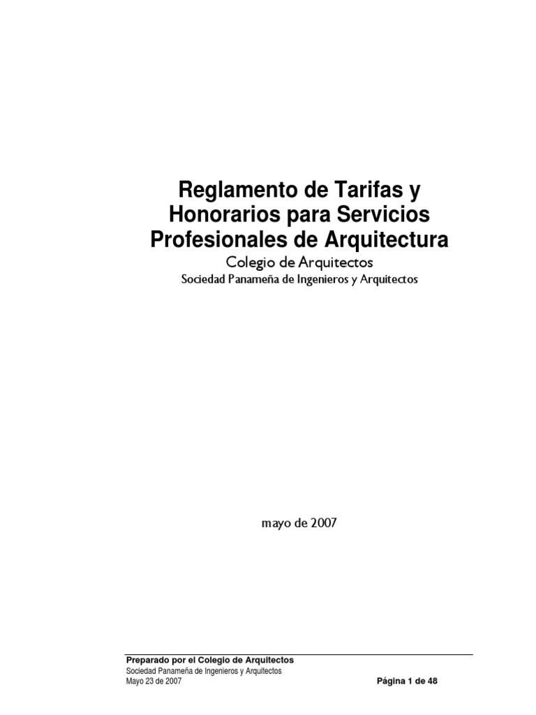 Tarifas y Tablas Sugeridas Coarq | PDF | Arquitecto | Diseño