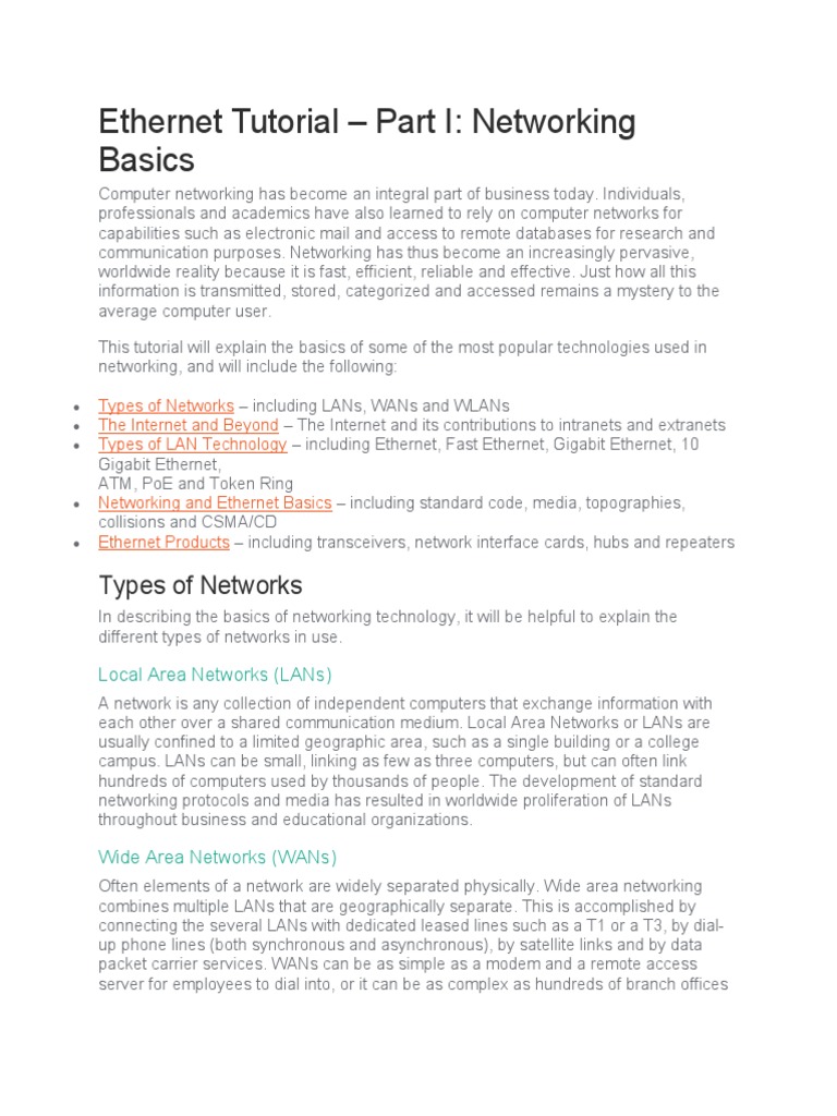 Ethernet Tutorial | PDF | Computer Network | Ethernet