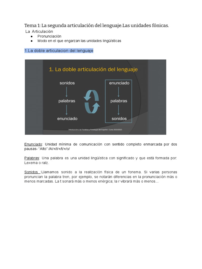 F.F-Tema 1 - La Segunda Articulación Del Lenguaje - Las Unidades ...