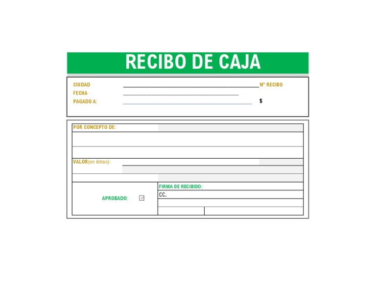Formato Recibo de Caja | PDF